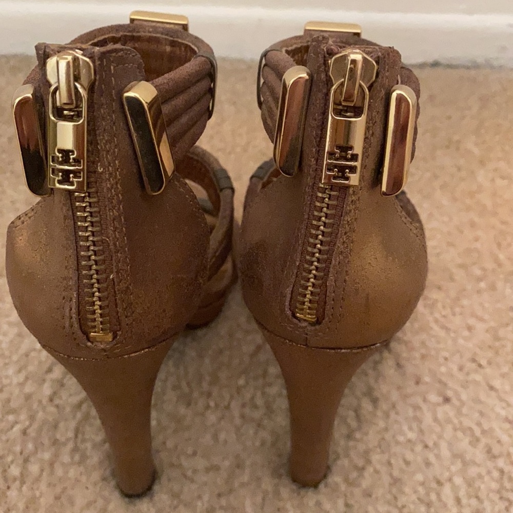 Tory Burch Bronze Zip-Back Sandals W/Gold, Bronze & G… - Gem